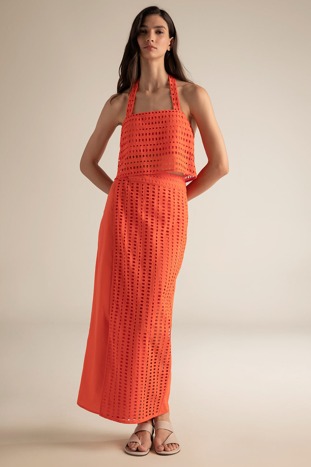 100% cotton pareo skirt in coral – Touche Internacional